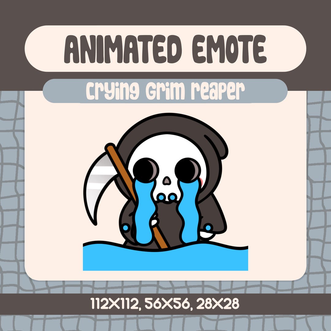 Kawaii Crying Grim Reaper Animated Emote, Halloween Twitch Discord ...