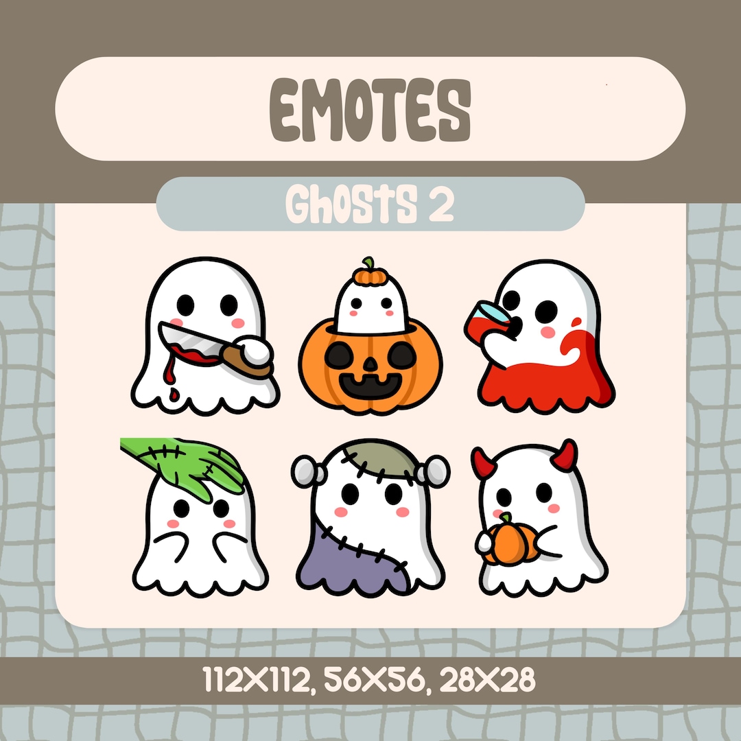 Kawaii Ghost Emote Pack, Halloween Twitch, Discord (digital Download ...
