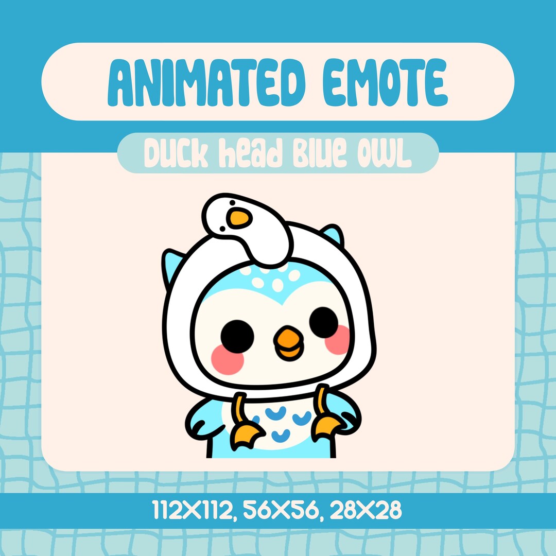 Kawaii Blue Owl Animated Emote, Duck Hat, Twitch, Discord (digital ...