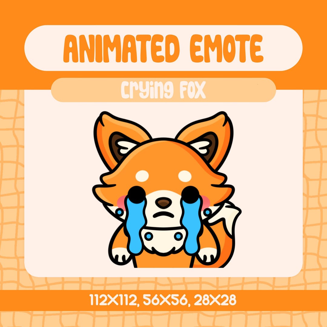 Kawaii Crying Orange Fox Animated Emote, Twitch Discord (digital ...