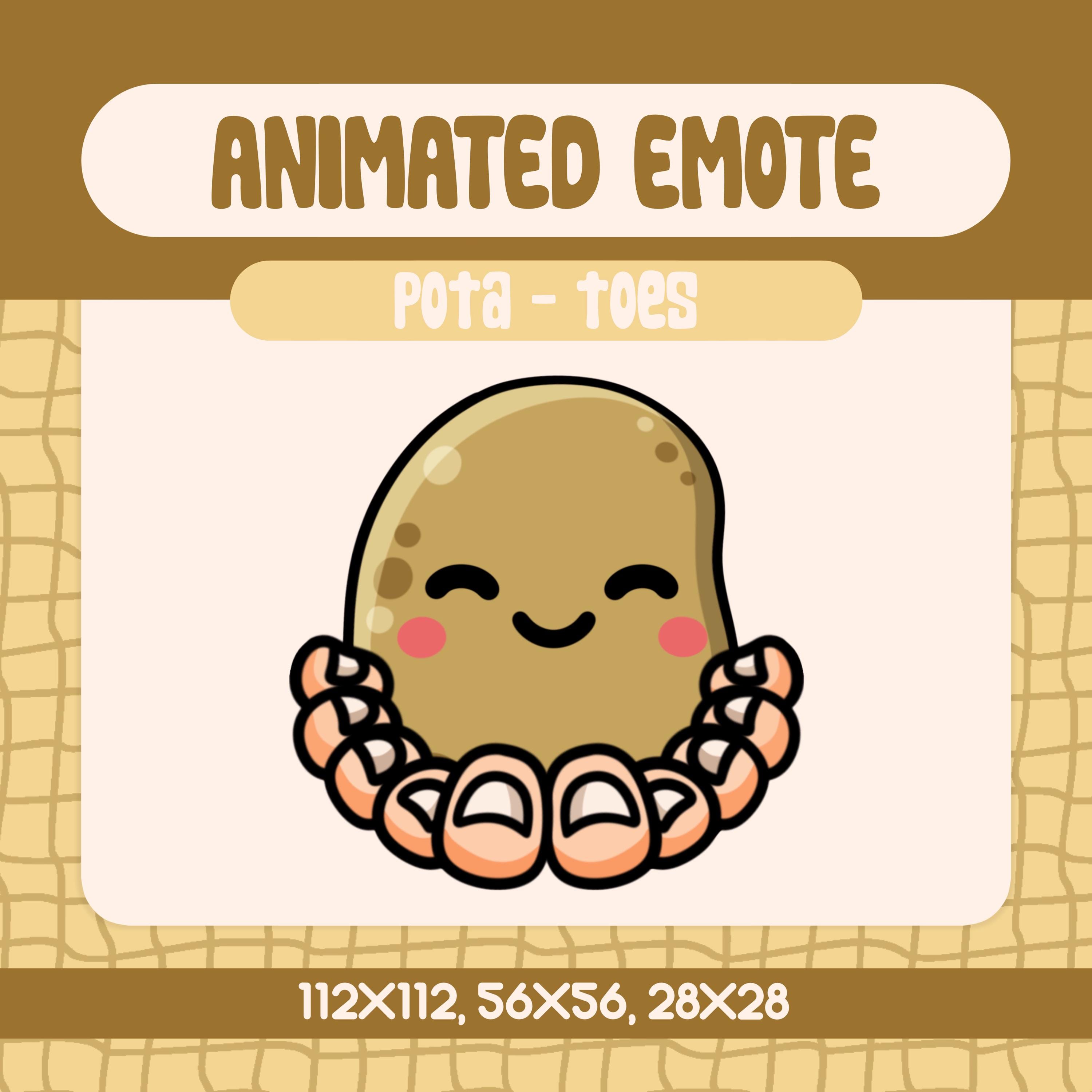 Kawaii Potato Toes Animated Emote for Twitch, Discord (digital Download ...