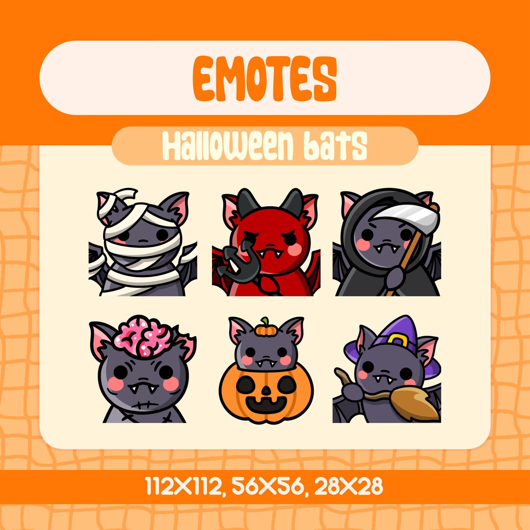 Halloween Bat Emote Pack for Twitch and Discord, Cute Vampire Bat Set ...