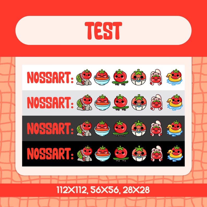 Kawaii Tomato Emotes Pack, Twitch and Discord Streamer Set (digital ...