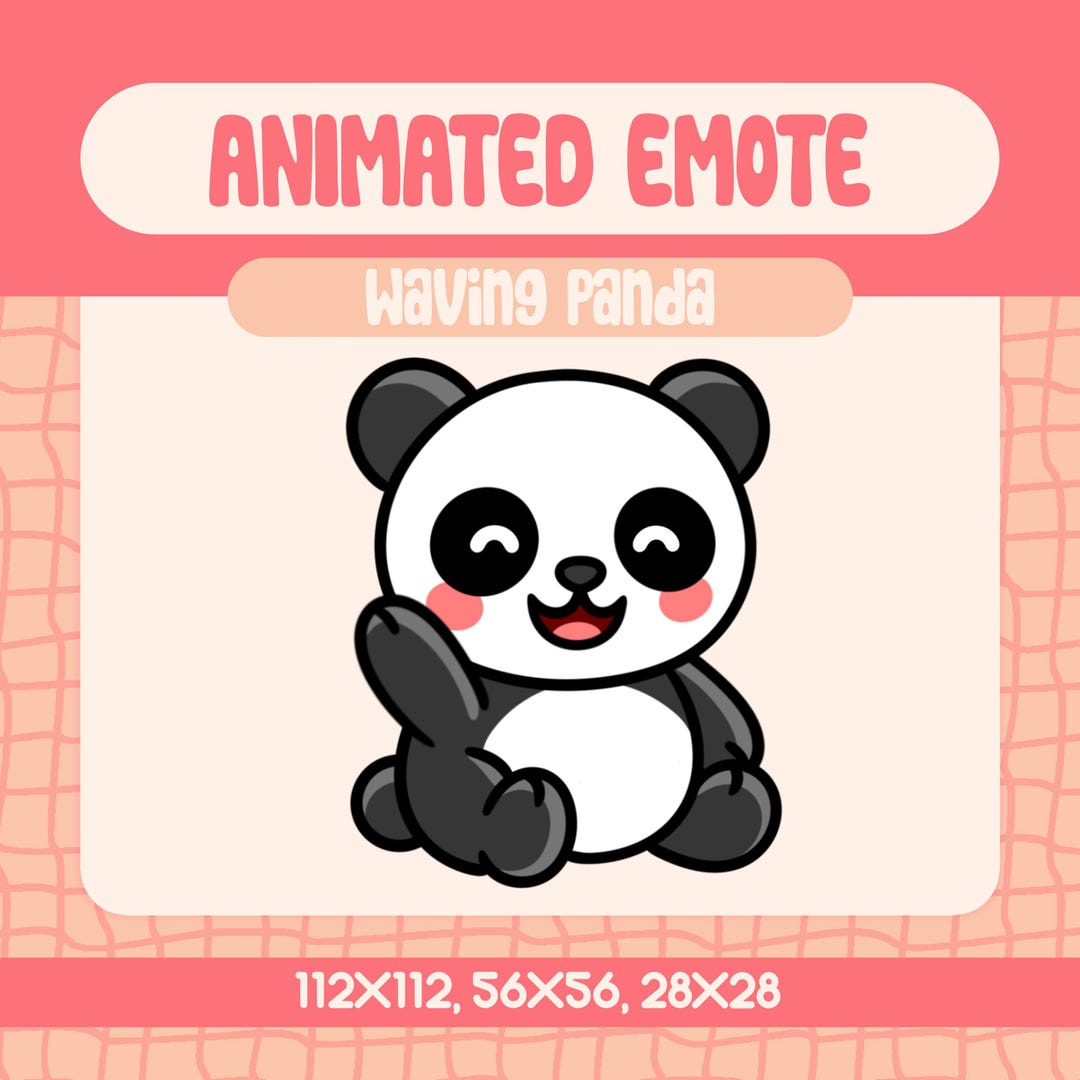 Kawaii Waving Panda Animated Emote for Twitch, Discord (digital ...