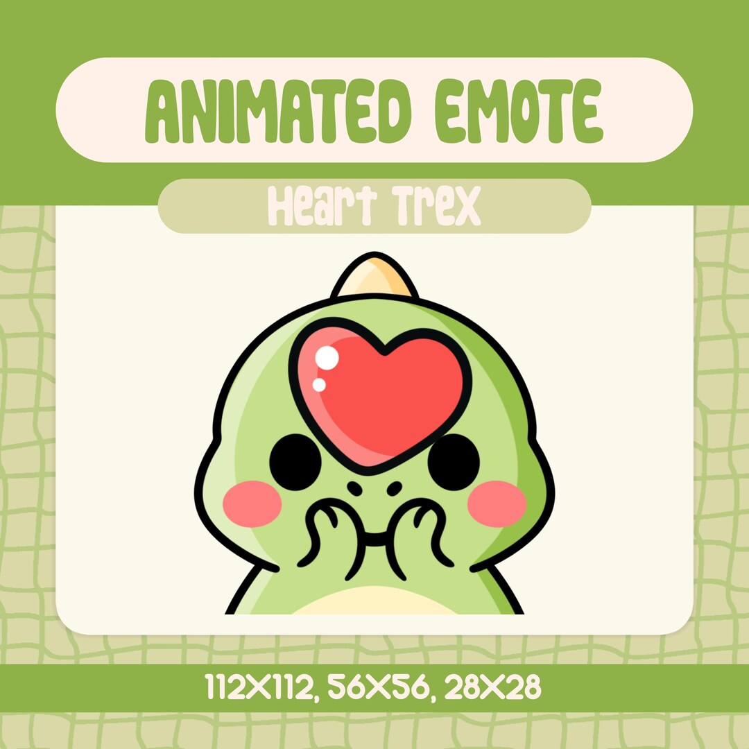 Kawaii T-rex Heart GIF Emote for Twitch, Discord (digital Download) - Etsy