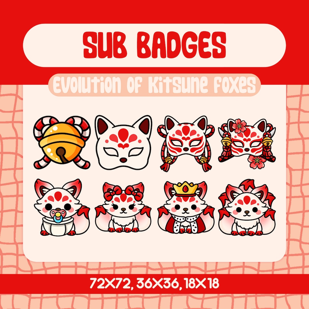 Kawaii Kitsune Fox Evolution Sub Badges for Twitch (digital Download ...