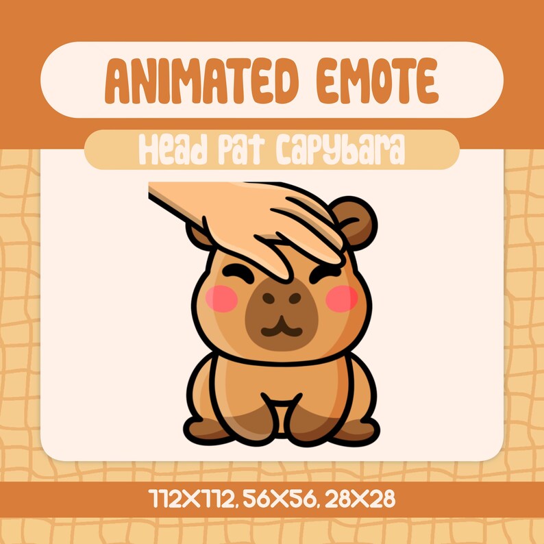 Kawaii Capybara Animated Emote, Head Pat, Cozy Reaction (digital ...