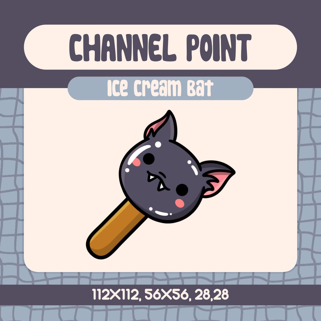 Kawaii Ice Cream Bat Channel Point Icon for Twitch, Cute Halloween ...