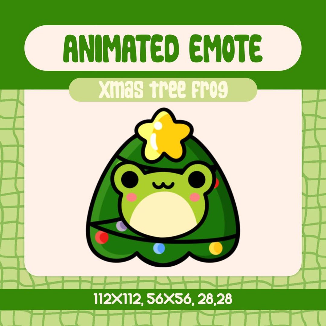 Kawaii Christmas Tree Frog Animated Emote for Twitch, Festive Xmas Frog ...