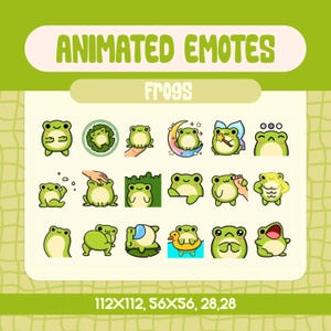 18 Animated Mega Frog Emote Pack for Twitch, Kawaii Frog Emote ...