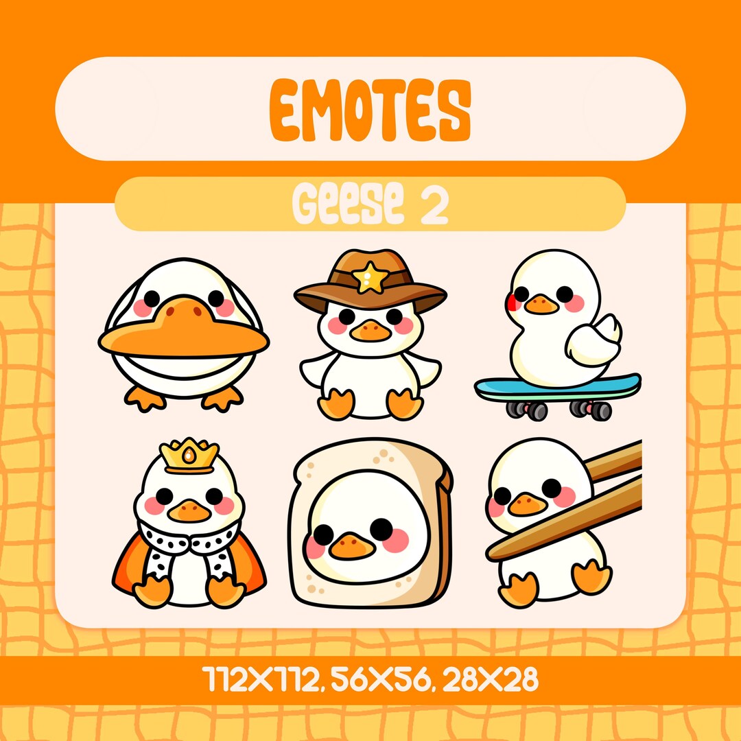 Kawaii Goose Emotes Pack, Twitch Discord Emote Set (digital Download ...