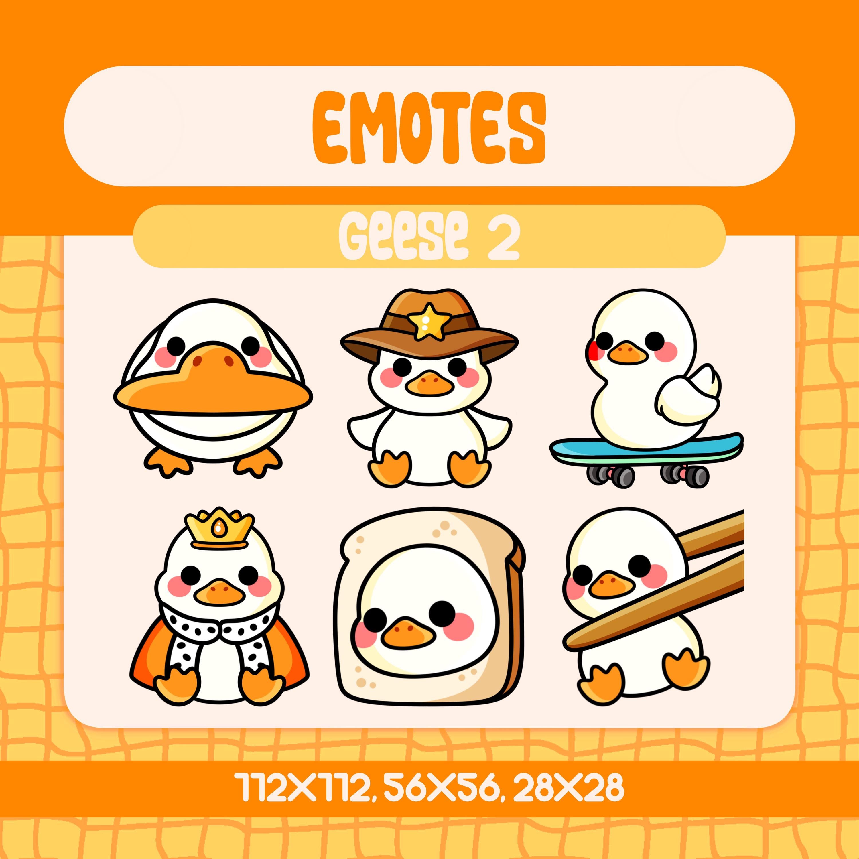 Kawaii Goose Emotes Pack, Twitch Discord Emote Set (digital Download ...