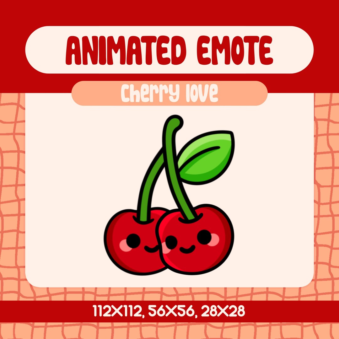 Cute Cherry Love Animated Emote for Twitch, Hugging Fruit Emote for ...