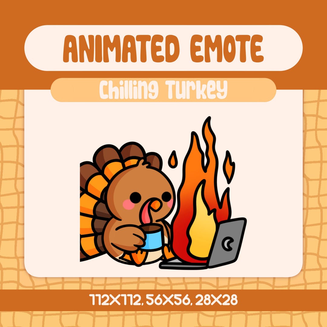 Kawaii Chilling Turkey Emote for Twitch and Discord, Funny Relaxed ...