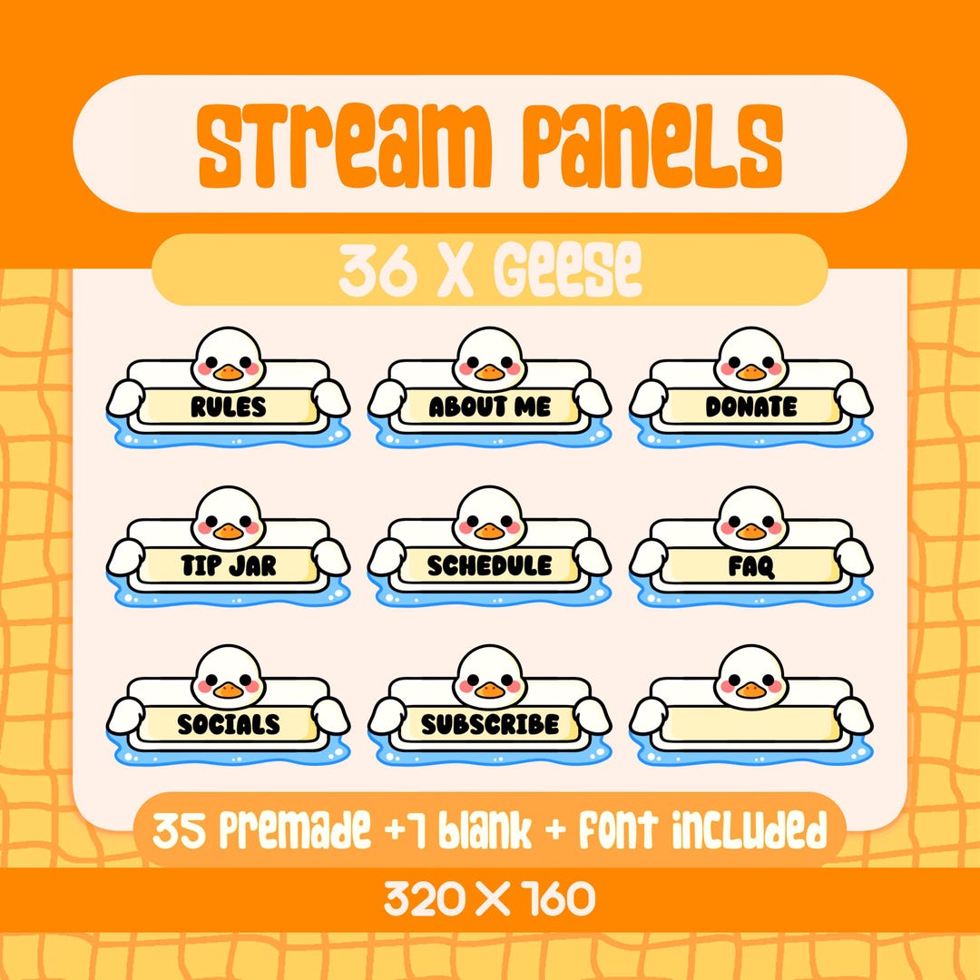 Kawaii Goose Stream Panels, Cozy Twitch/discord Layouts (digital ...