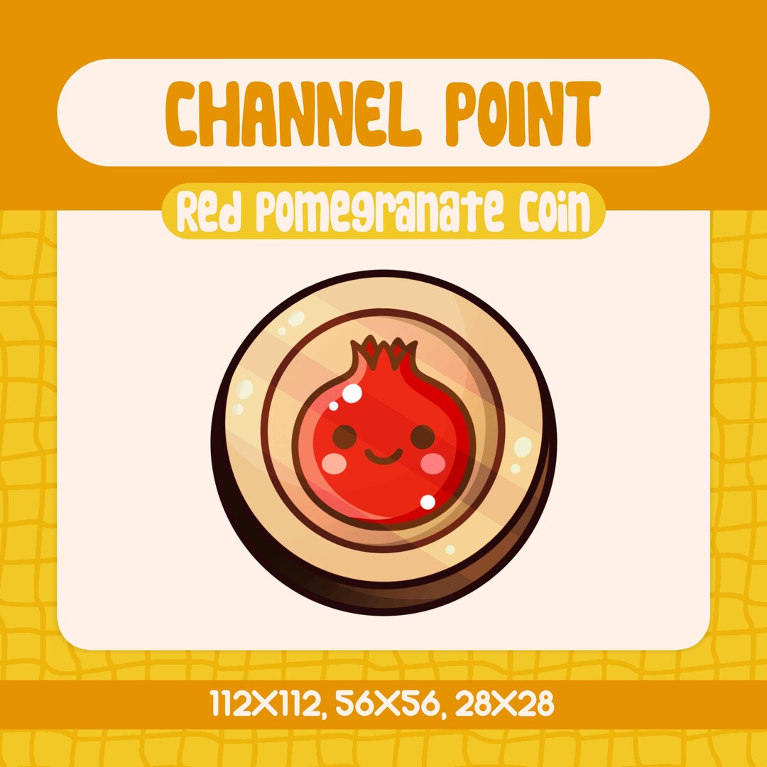 Kawaii Red Pomegranate Coin Channel Point Icon for Twitch, Adorable ...