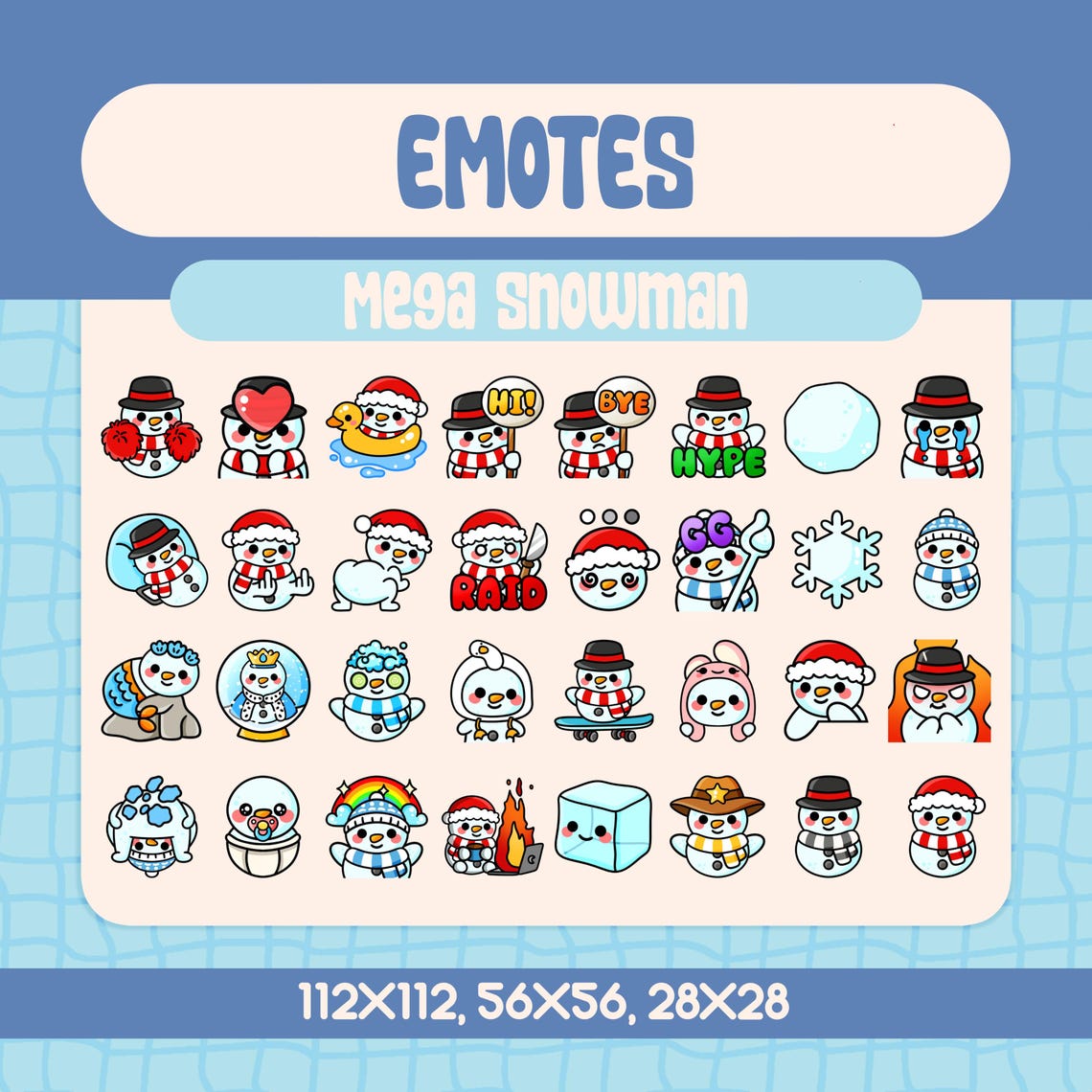 Kawaii Winter Snowman Emotes for Twitch, Discord (digital Download) - Etsy