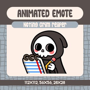 Kawaii Noting Grim Reaper Animated Emote for Twitch and Discord, Death ...