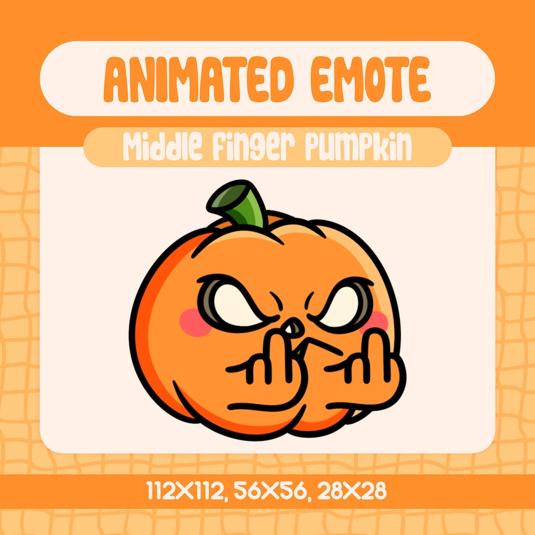 Kawaii Middle Finger Pumpkin Animated Emote for Twitch Discord (digital ...