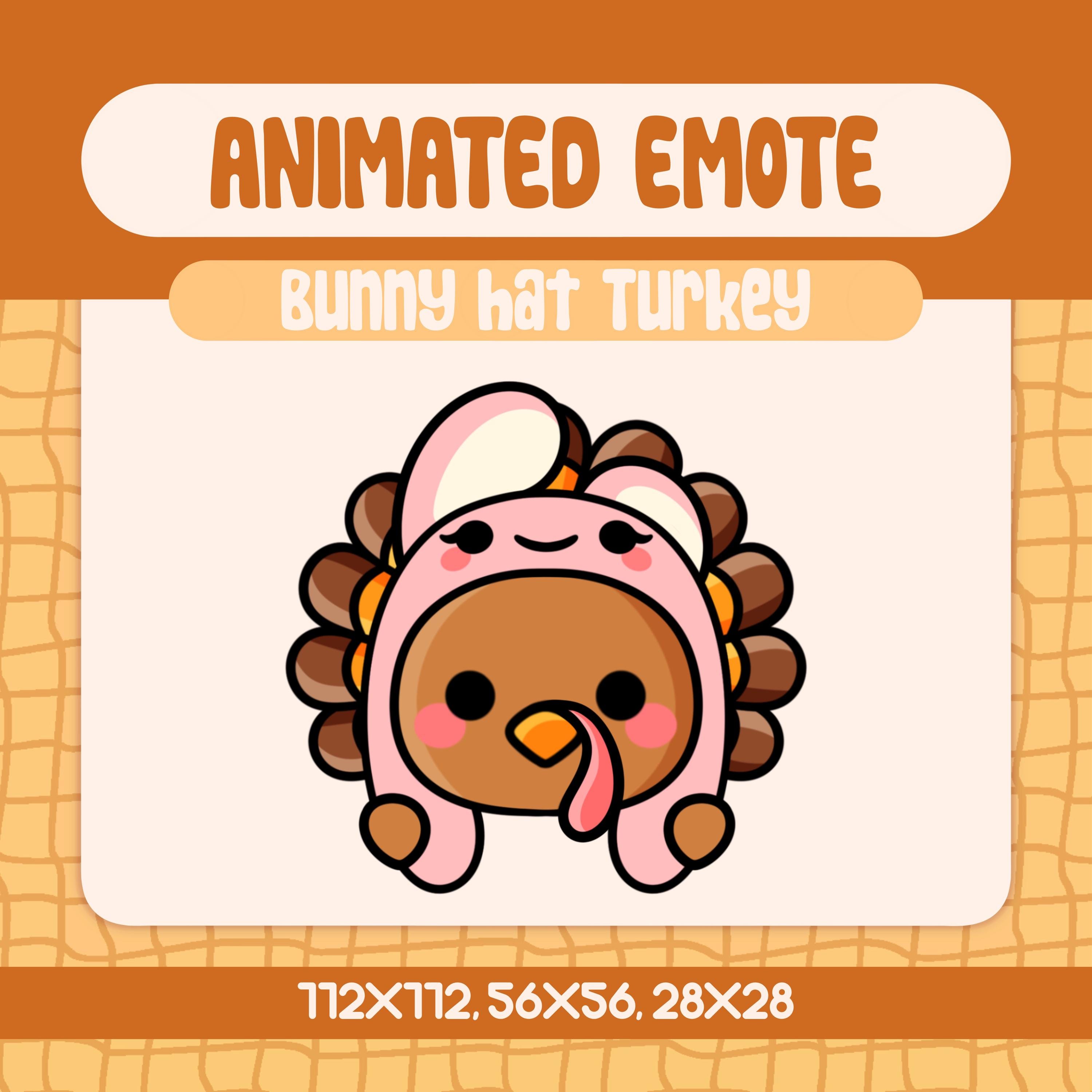 Kawaii Bunny Hat Turkey Animated Emote, Thanksgiving Twitch Stream ...