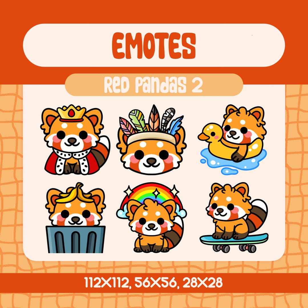 6 Kawaii Red Panda Emotes Pack for Twitch and Discord, Cute Animal Set ...