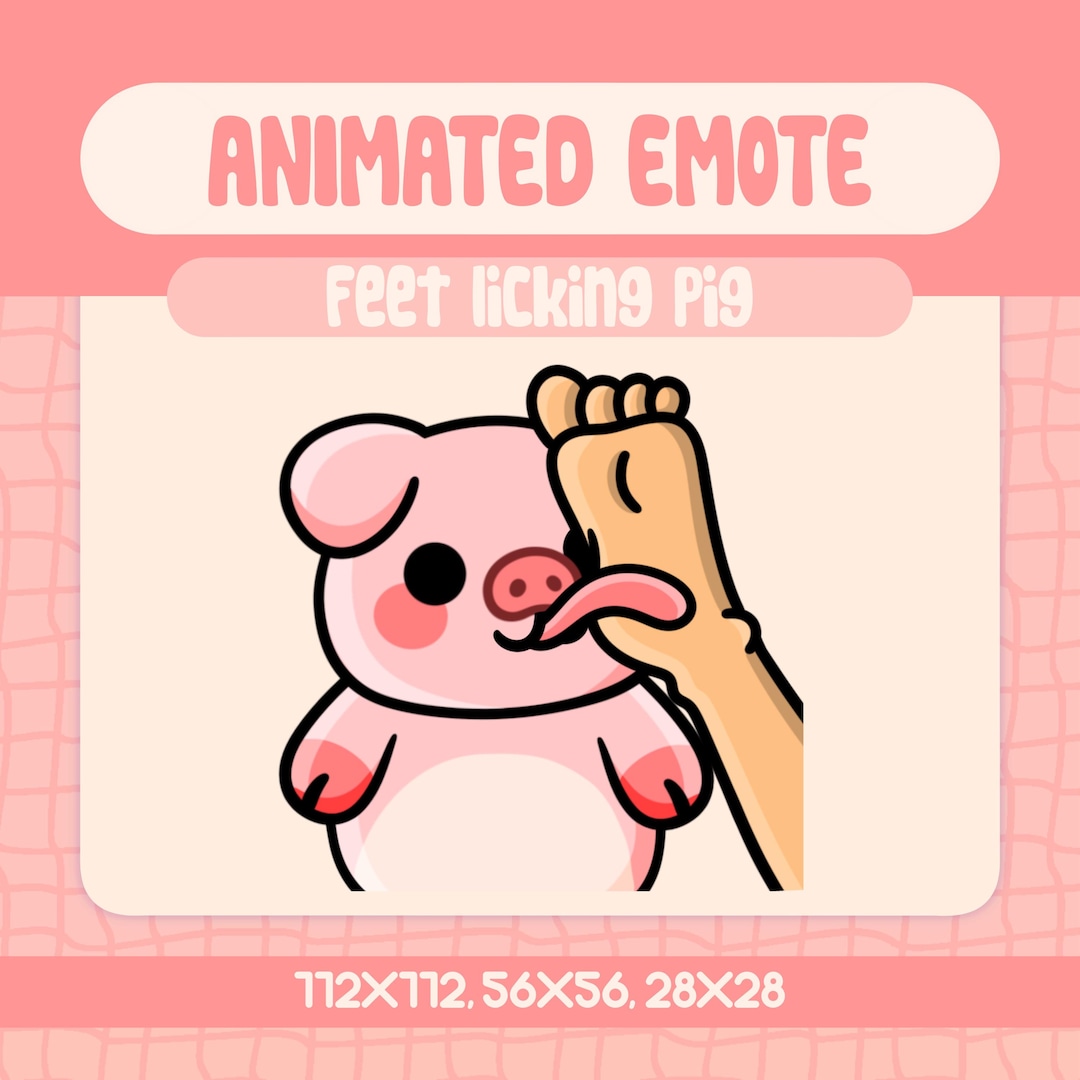 Kawaii Pig Licking Foot Animated Emote for Twitch, Discord (digital ...