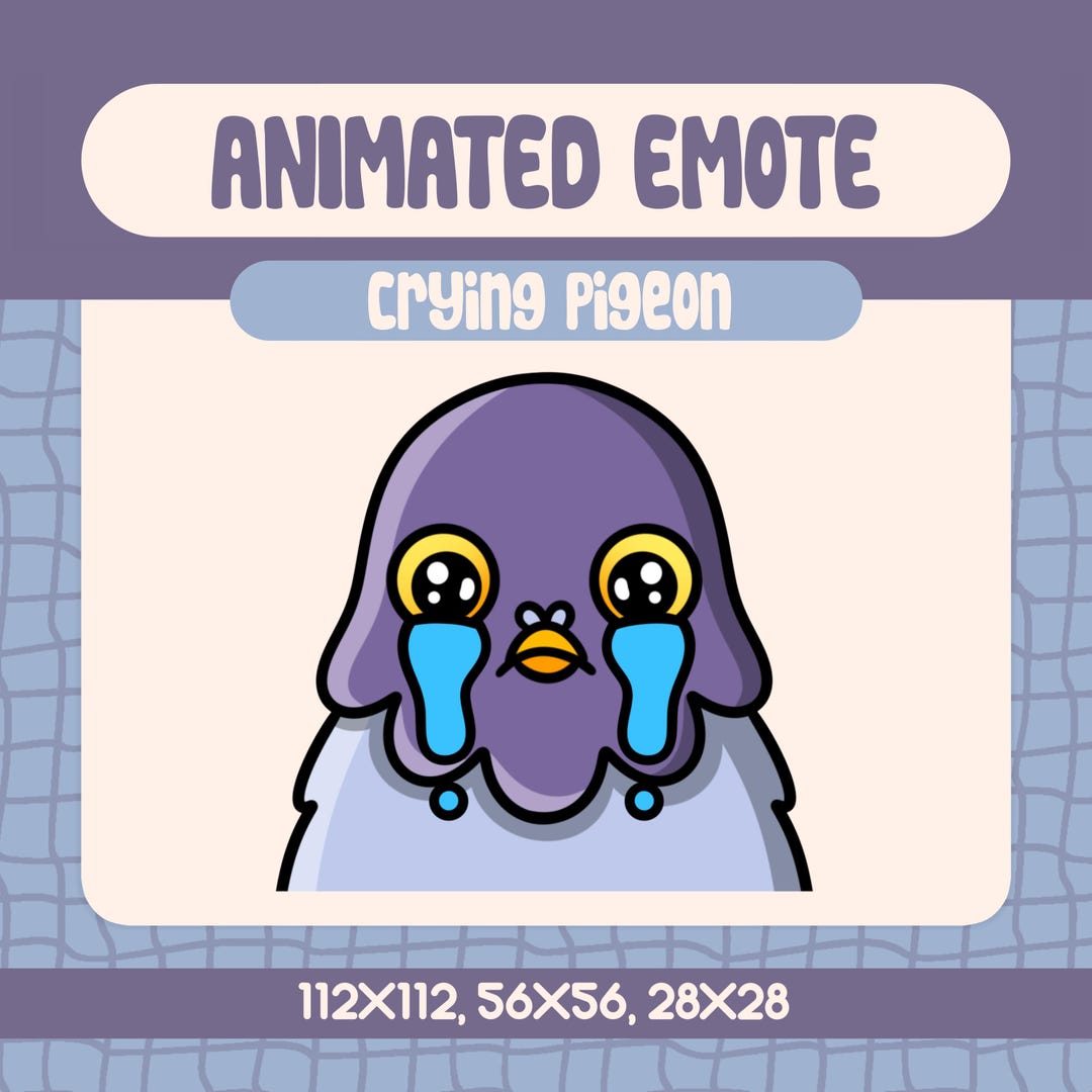 Kawaii Crying Pigeon Animated Emote for Twitch and Discord, Funny Sad ...