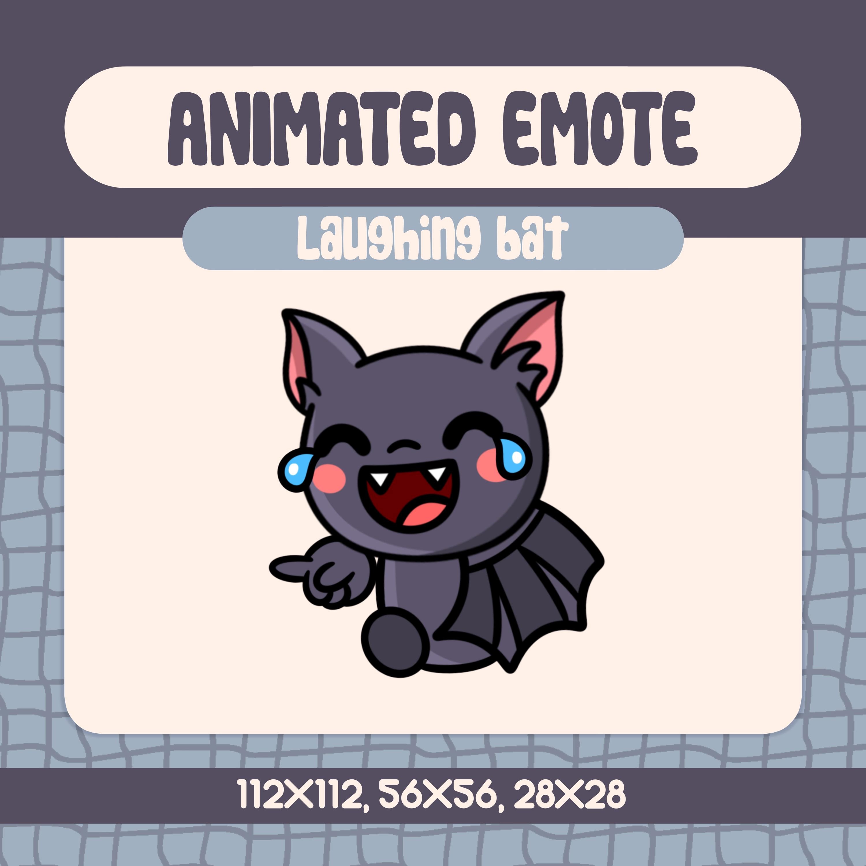 Kawaii Laughing Bat Animated Emote for Twitch, Discord (digital ...