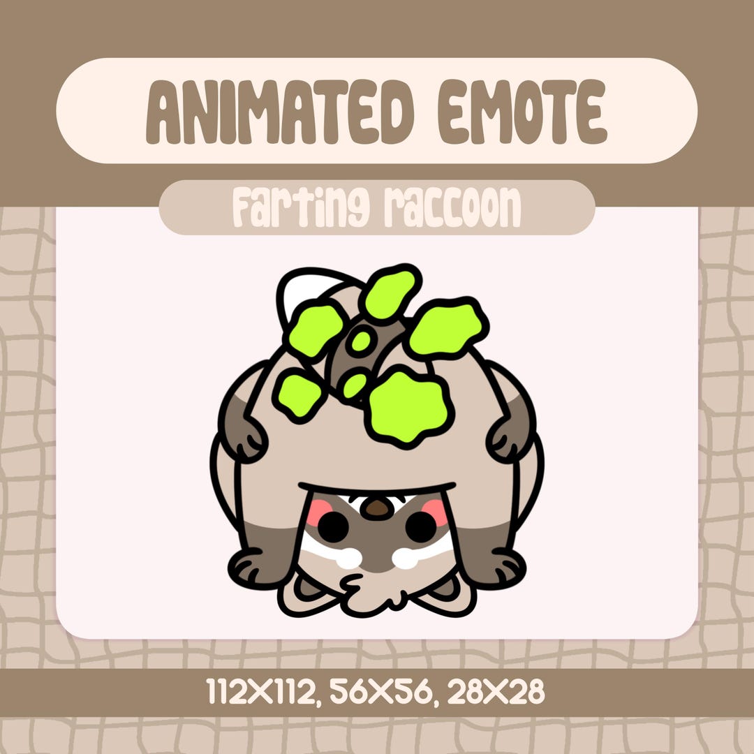 Kawaii Farting Raccoon Animated Emote for Twitch and Discord, Funny ...