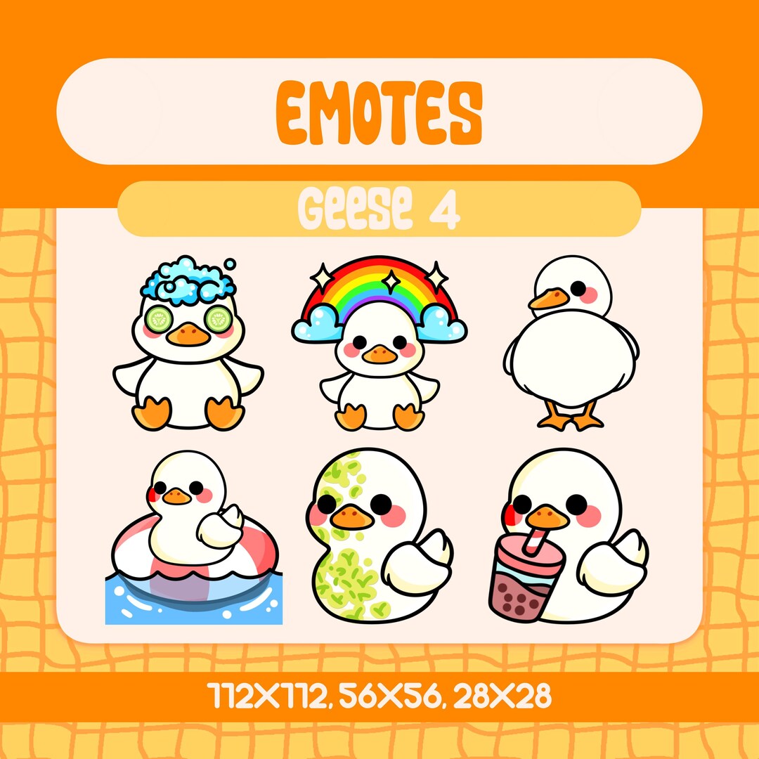6 Kawaii Goose Twitch Emotes, Cute Duck Discord Emote Set - Etsy