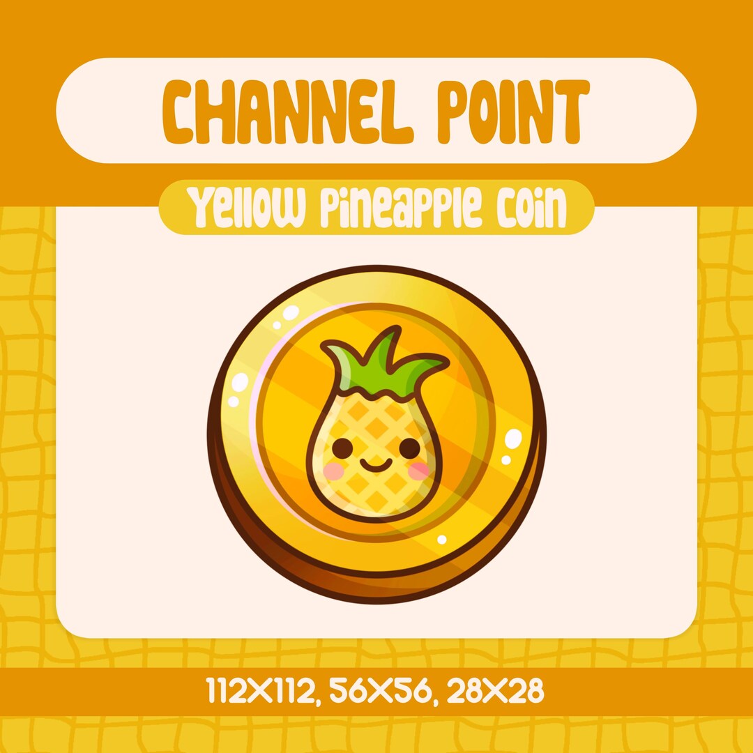 Kawaii Yellow Pineapple Coin Channel Point Icon for Twitch, Adorable ...