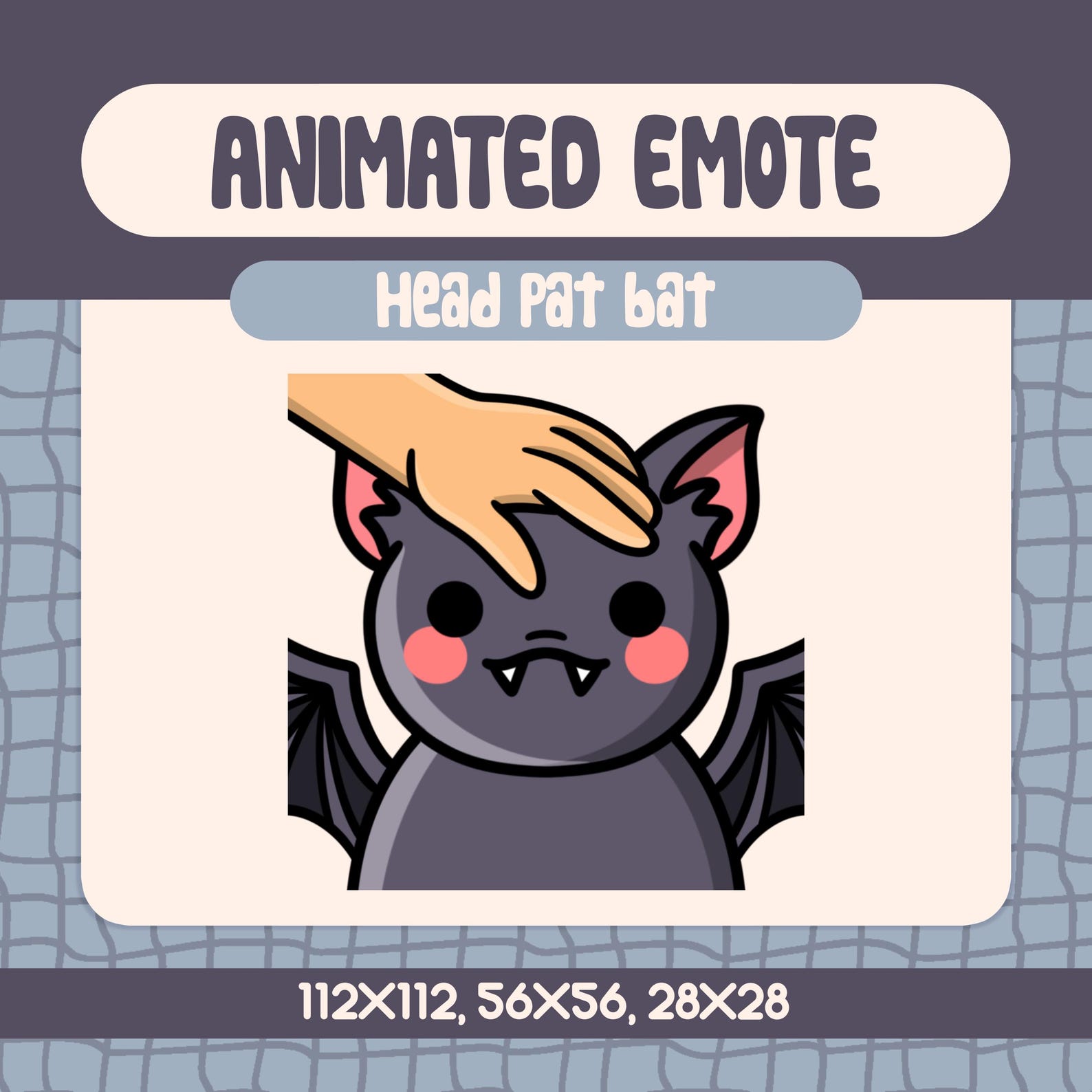 Kawaii Head Pat Bat Animated Emote for Twitch and Discord, Cute Petting ...