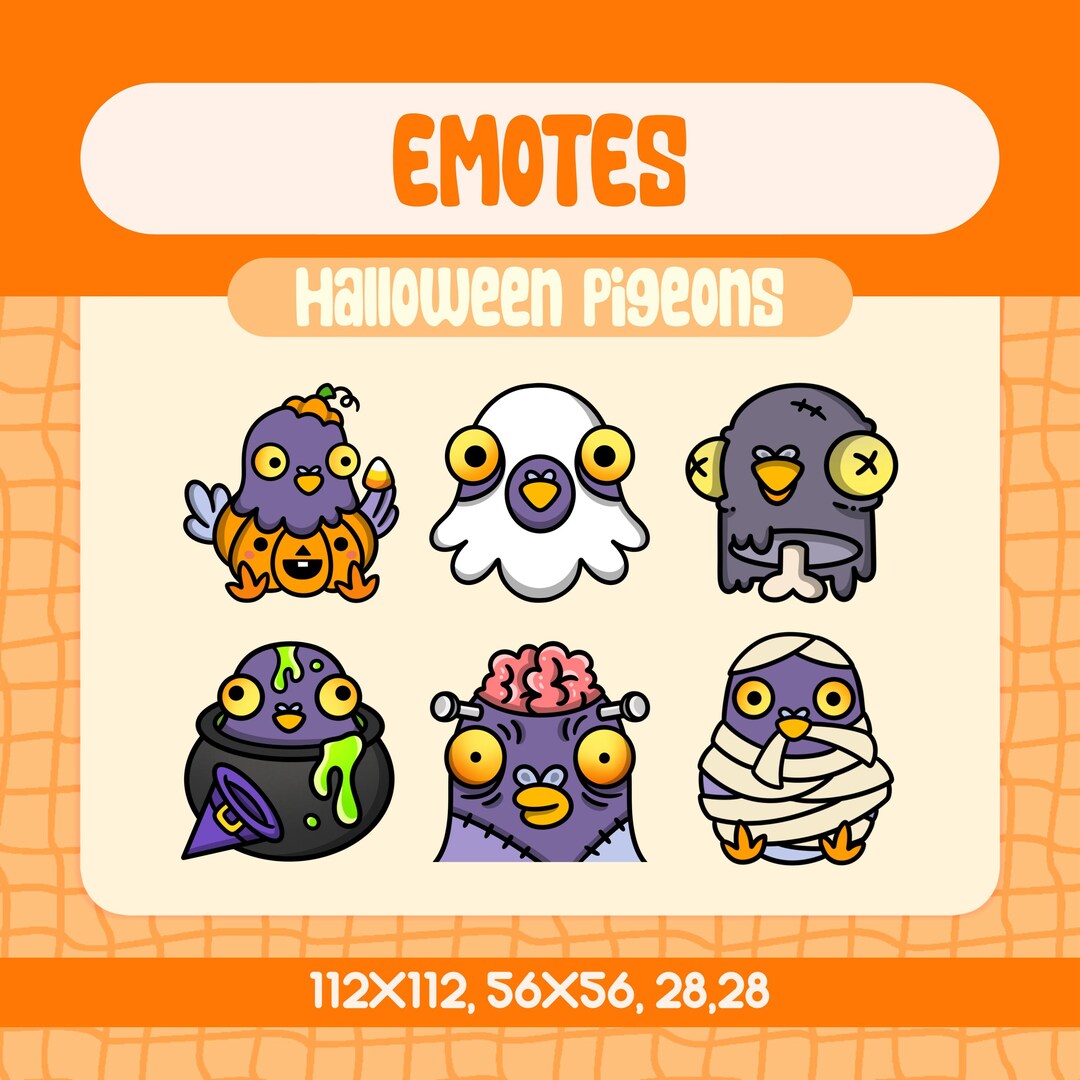 Kawaii Halloween Pigeon Emote Set for Twitch, Cute Ghost, Mummy, Zombie ...