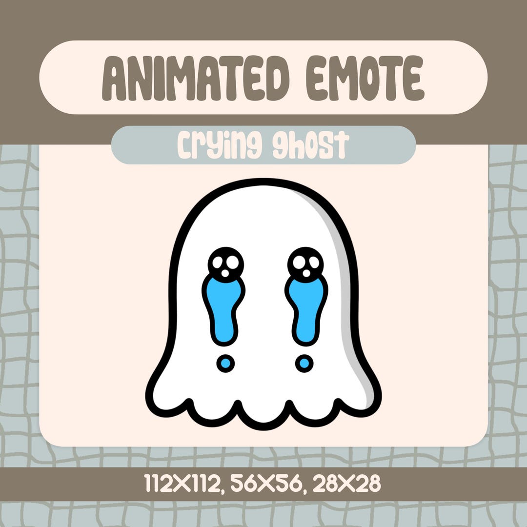 Crying Ghost Animated Emote, Kawaii Twitch Discord Emote (digital ...
