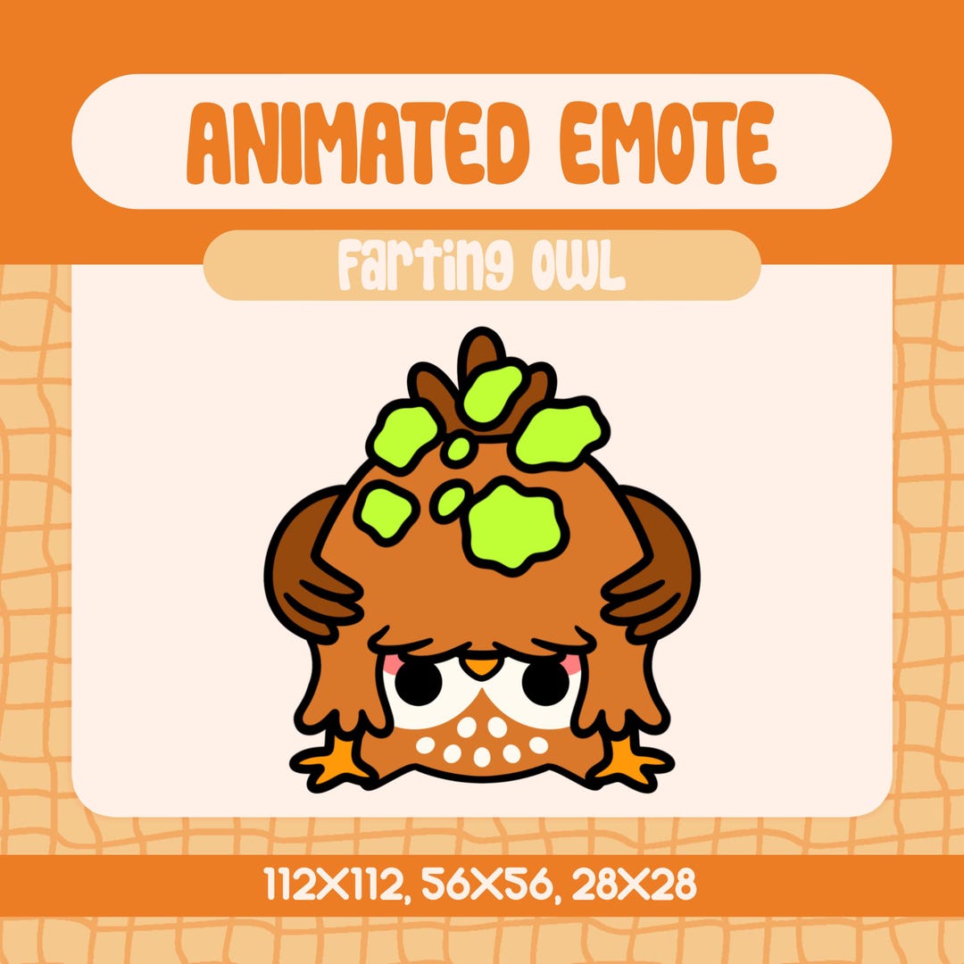 Kawaii Farting Brown Owl Animated Emote for Twitch, Funny Gas Reaction ...