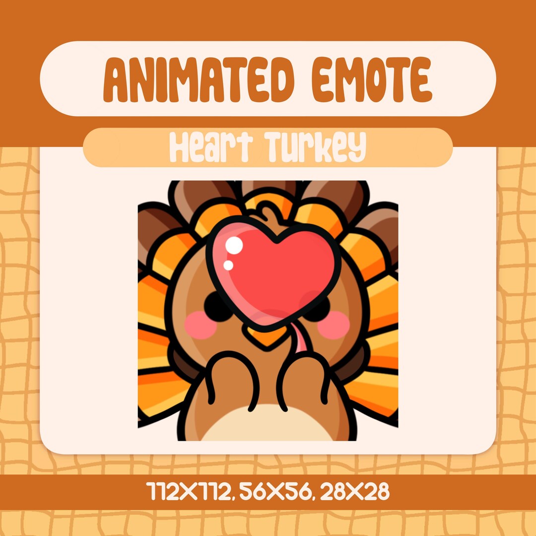 Kawaii Heart Turkey Animated Emote for Twitch (digital Download) - Etsy