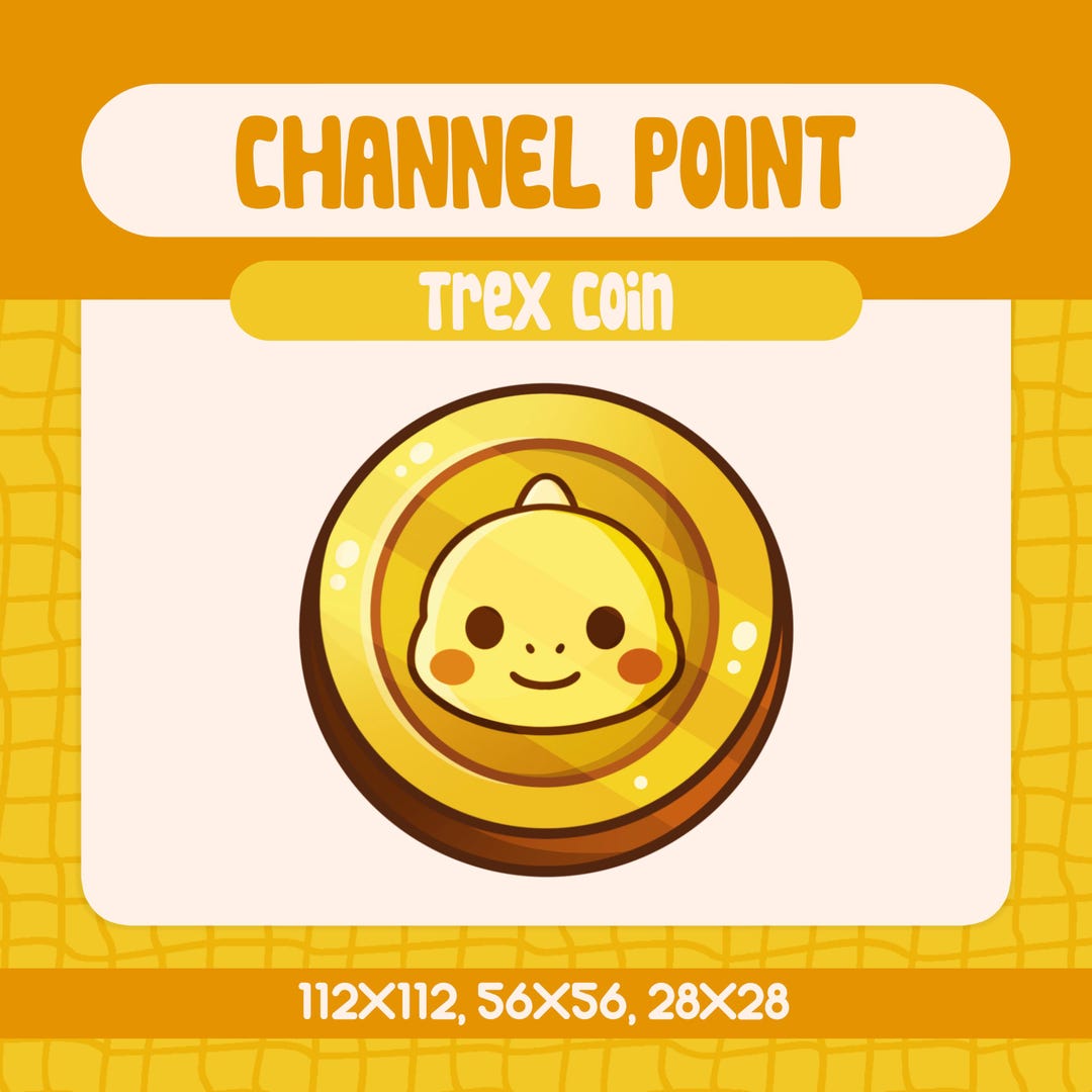 Kawaii Gold Trex Coin Channel Point Icon for Twitch, Cute Dinosaur Coin ...