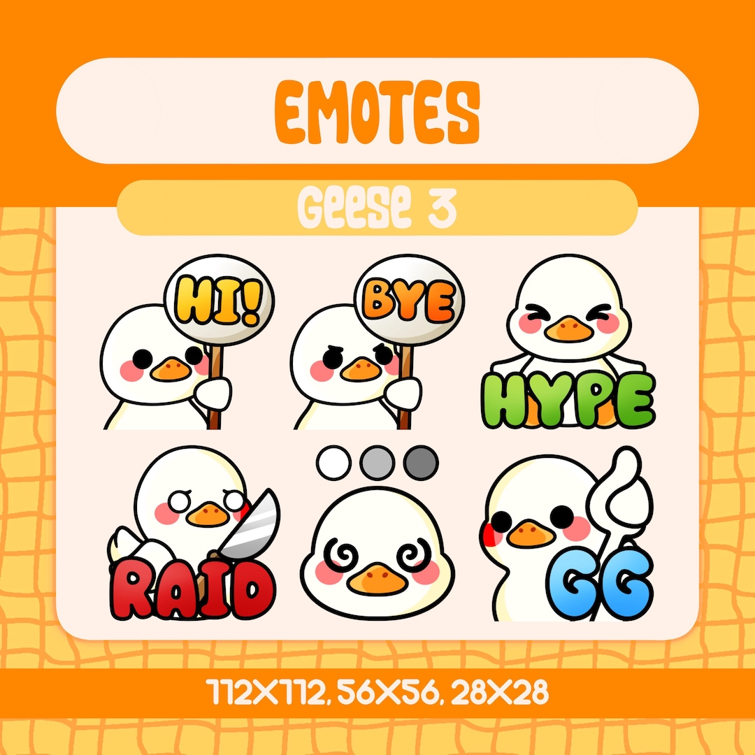 Kawaii Goose Emotes Pack, Funny Duck Twitch and Discord (digital ...
