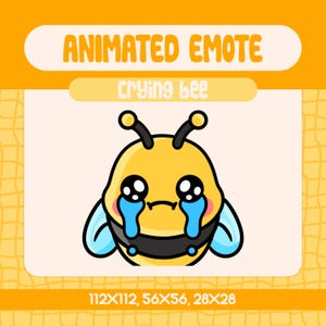 Kawaii Crying Bee Animated Emote for Twitch and Discord, Funny Sad ...
