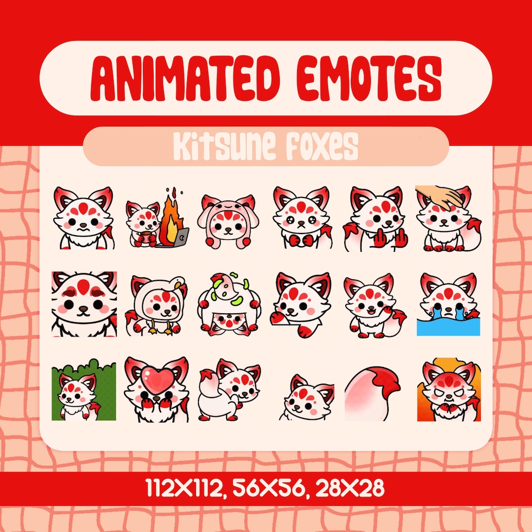 Kawaii Kitsune Fox Animated Emote Pack, Twitch Discord Stream (digital ...