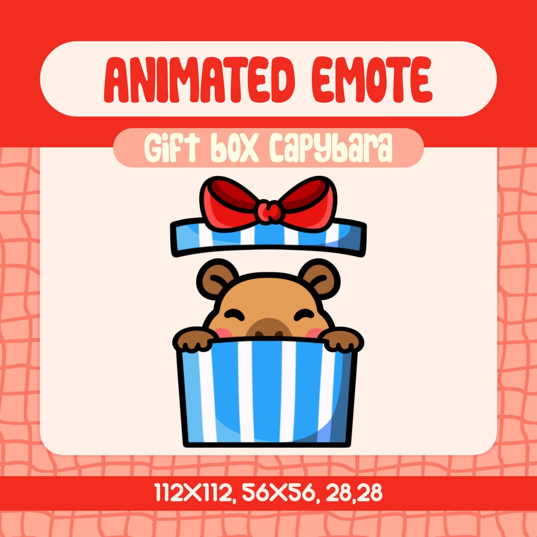Kawaii Gift Box Capybara Animated Emote for Twitch and Discord, Cute ...