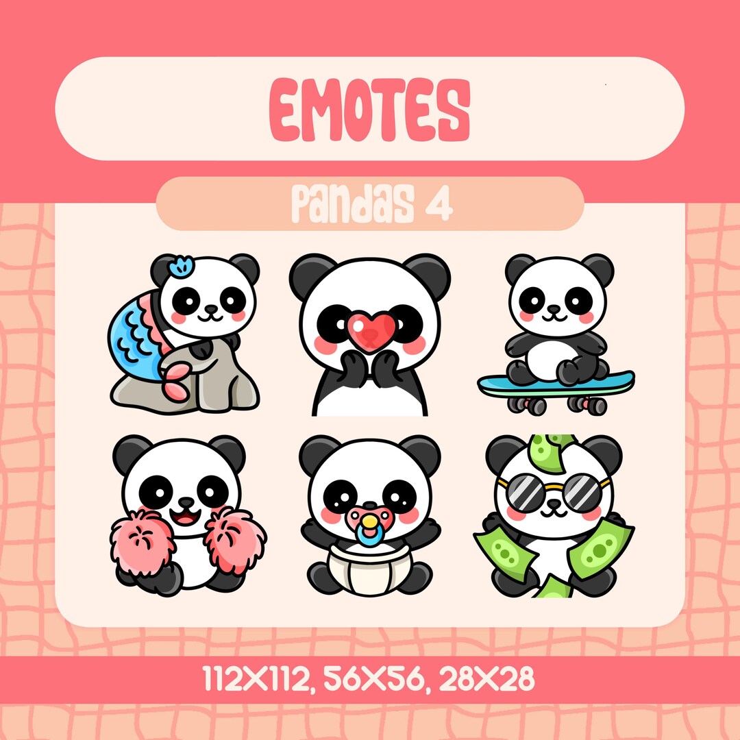 6 Kawaii Panda Emotes Pack for Twitch and Discord Streamers, Cute Panda ...