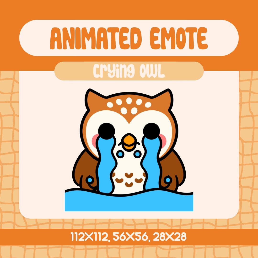 Crying Owl Animated Emote for Twitch and Discord, Cute Brown Owl With ...