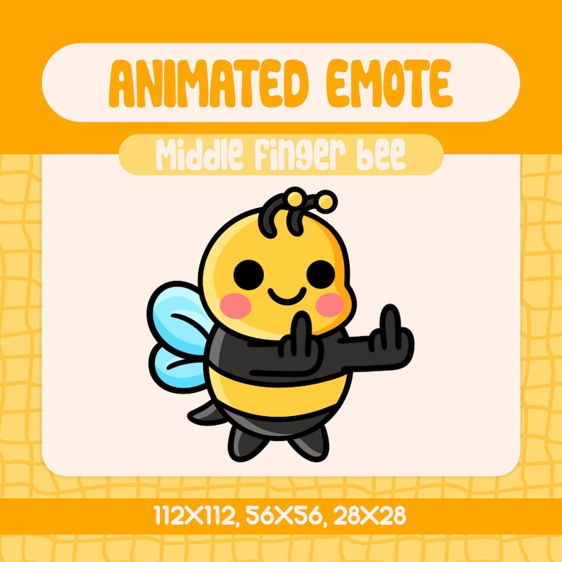Kawaii Middle Finger Bee Animated Emote, Twitch Discord (digital ...
