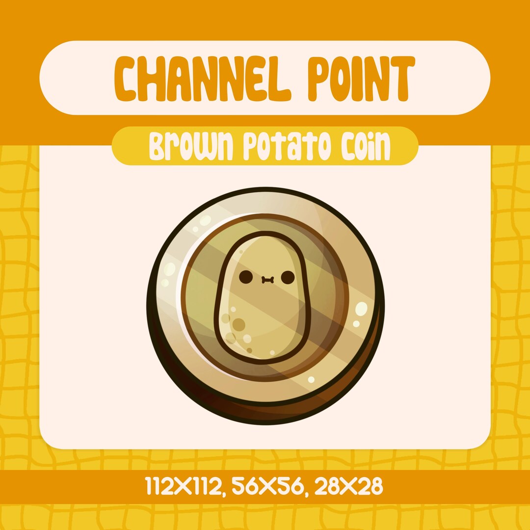Kawaii Brown Potato Coin Channel Point Icon for Twitch and Discord, Cute Spud Currency Coin ...