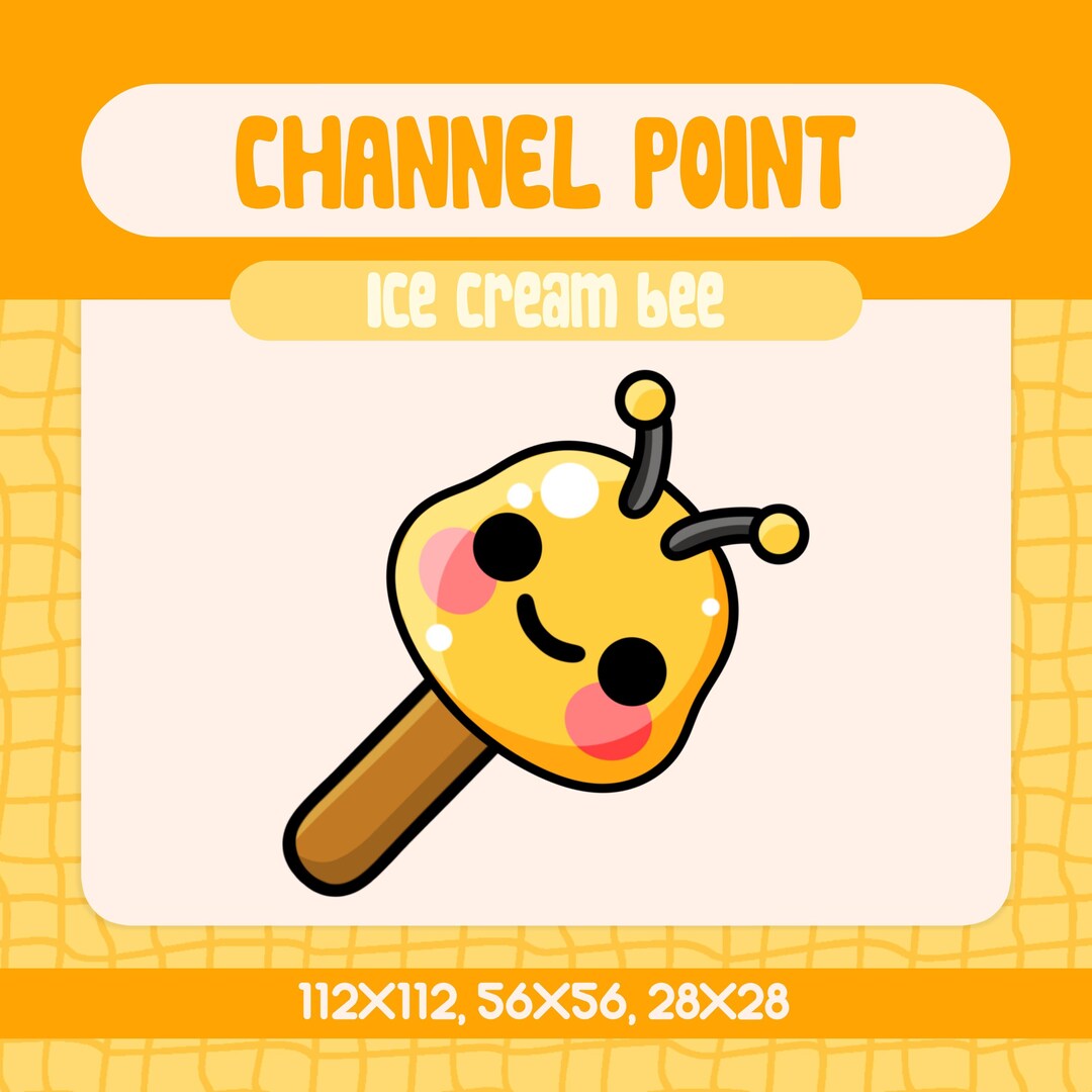 Kawaii Ice Cream Bee Popsicle Channel Point Icon for Twitch, Adorable ...