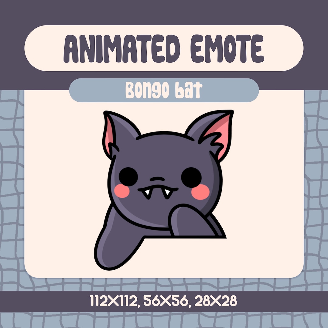 Kawaii Bongo Bat Animated Emote for Twitch and Discord, Cute Drumming Bat Emote for Spooky ...