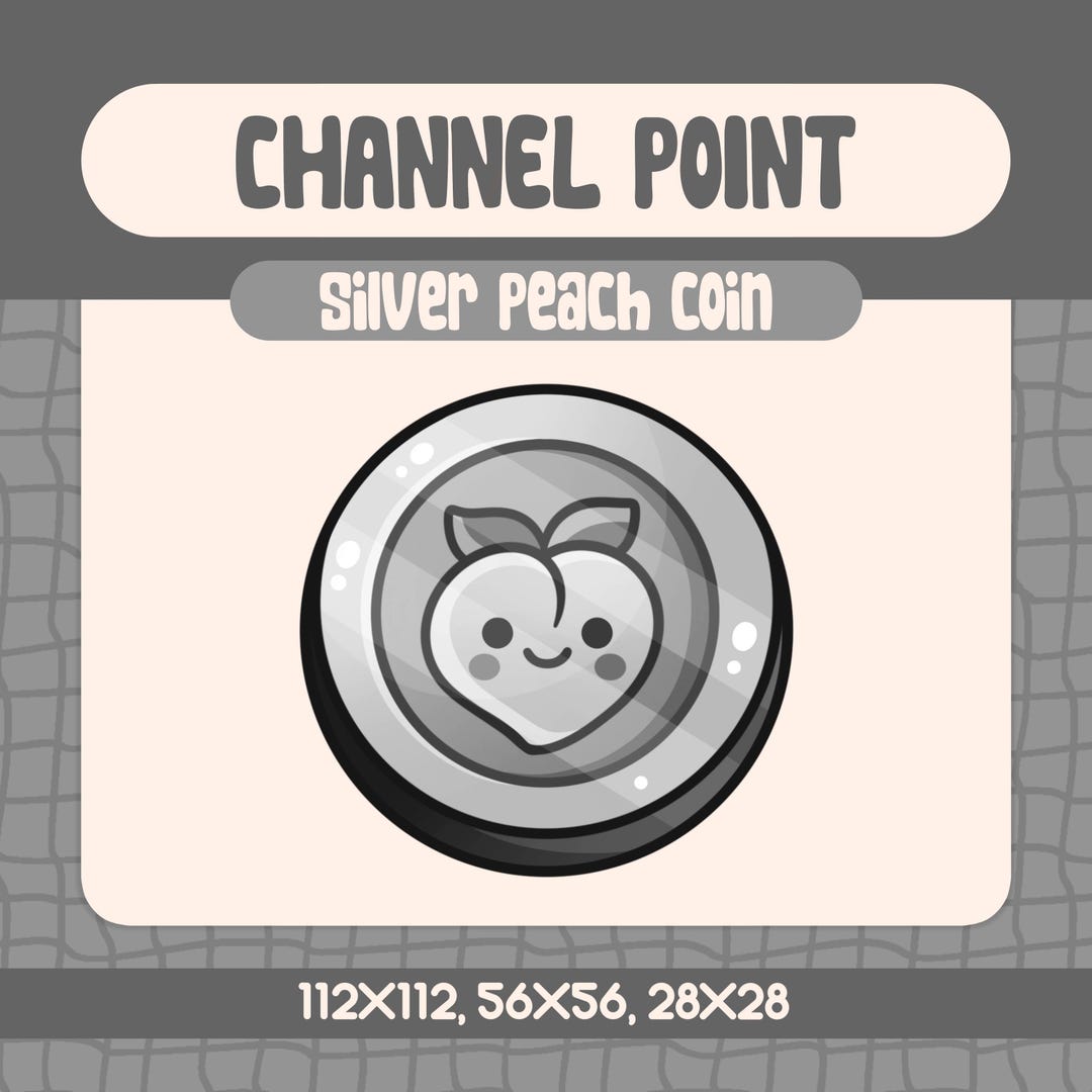 Kawaii Silver Peach Coin Channel Point Icon for Twitch, Adorable Emote ...
