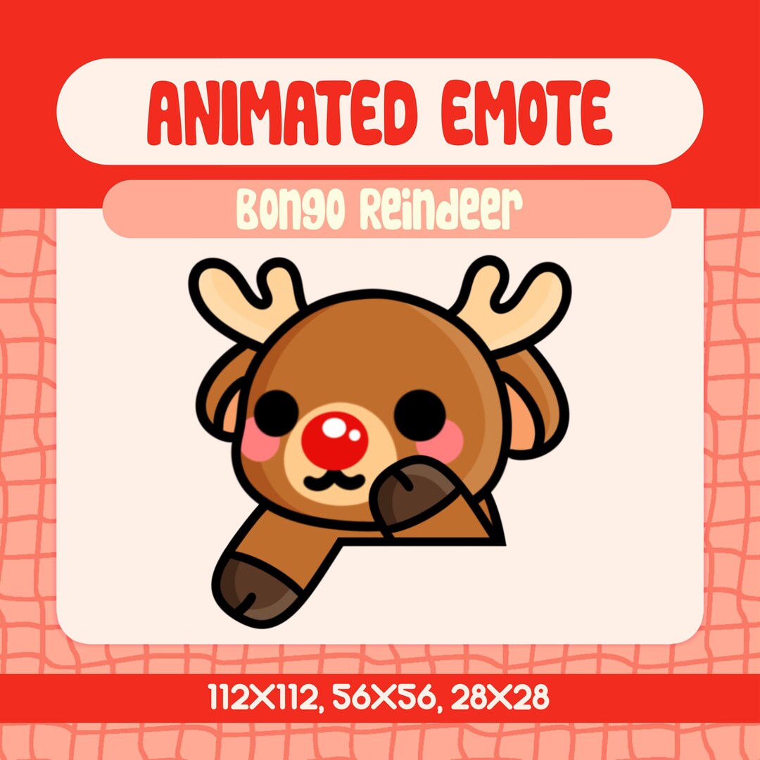 Kawaii Bongo Reindeer Animated Emote for Twitch and Discord, Cute Xmas ...