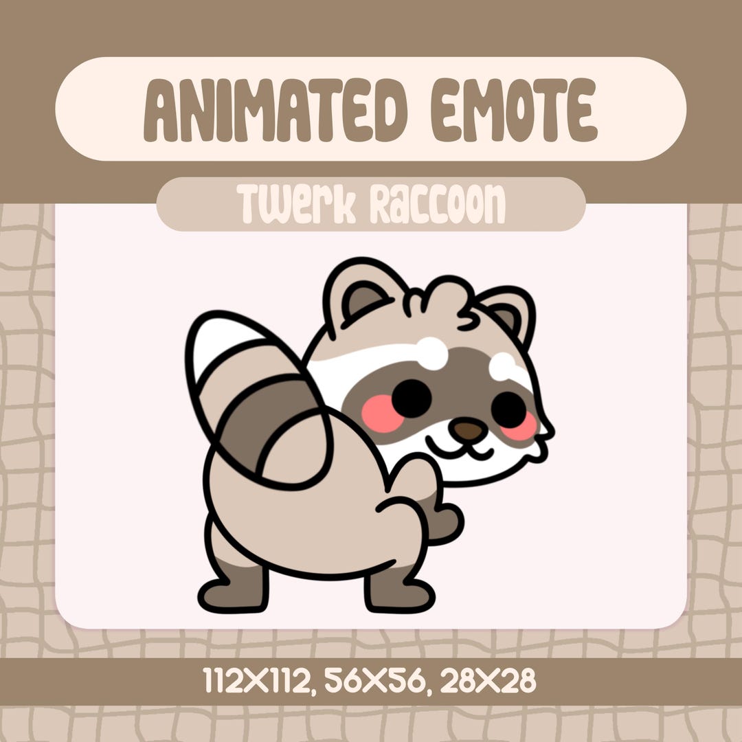Kawaii Twerking Raccoon Animated Emote for Twitch and Discord, Funny ...